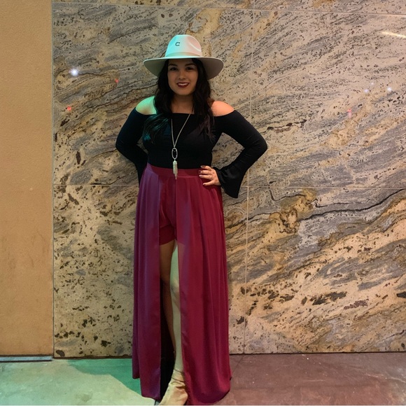 Skirts | Burgundy Skort With Open Front | Poshmark